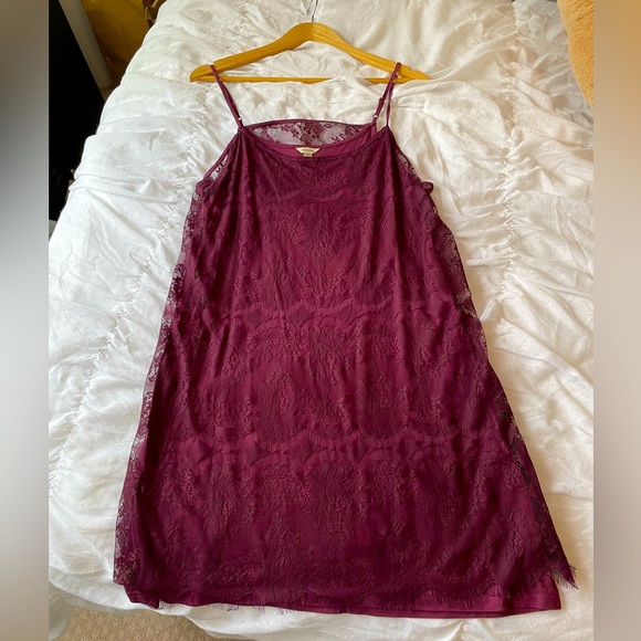 Fossil | Dresses | Fossil Burgundy Slip Dress | Poshmark